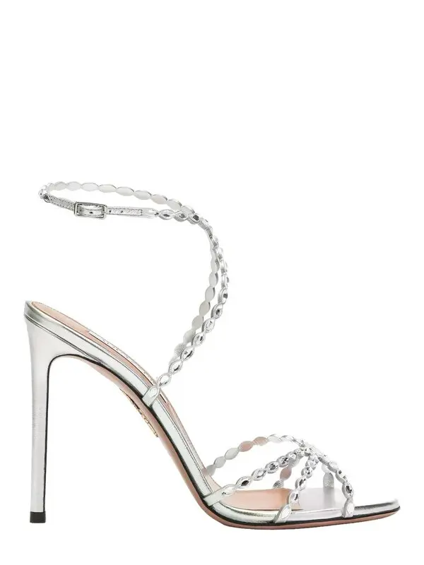 AQUAZZURA 85mm Love Strung Crystal-embellished Sandals - Silver|silver
